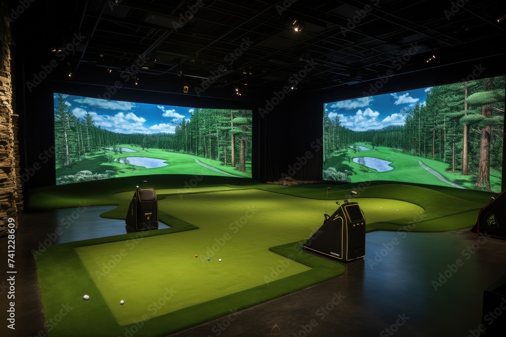 modern indoor golf simulator design professional photography Stock ...