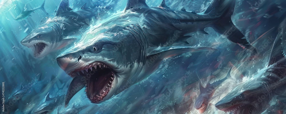 Shark gods of mythology ruling over the digital depths of quantum ...