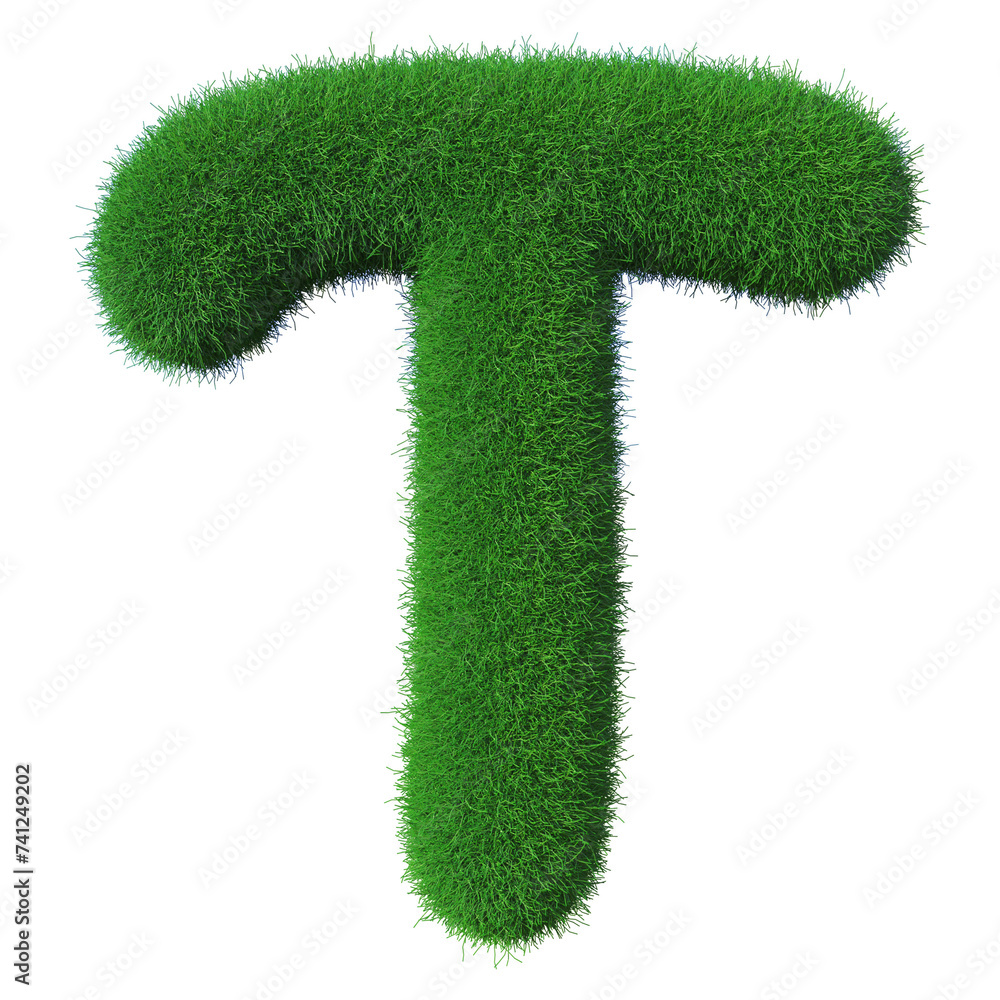 Grass letter T green font 3d render Stock Illustration | Adobe Stock
