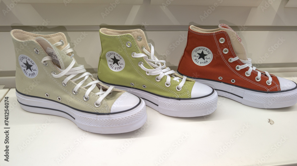 converse all star text brand and logo sign in new store interior ...