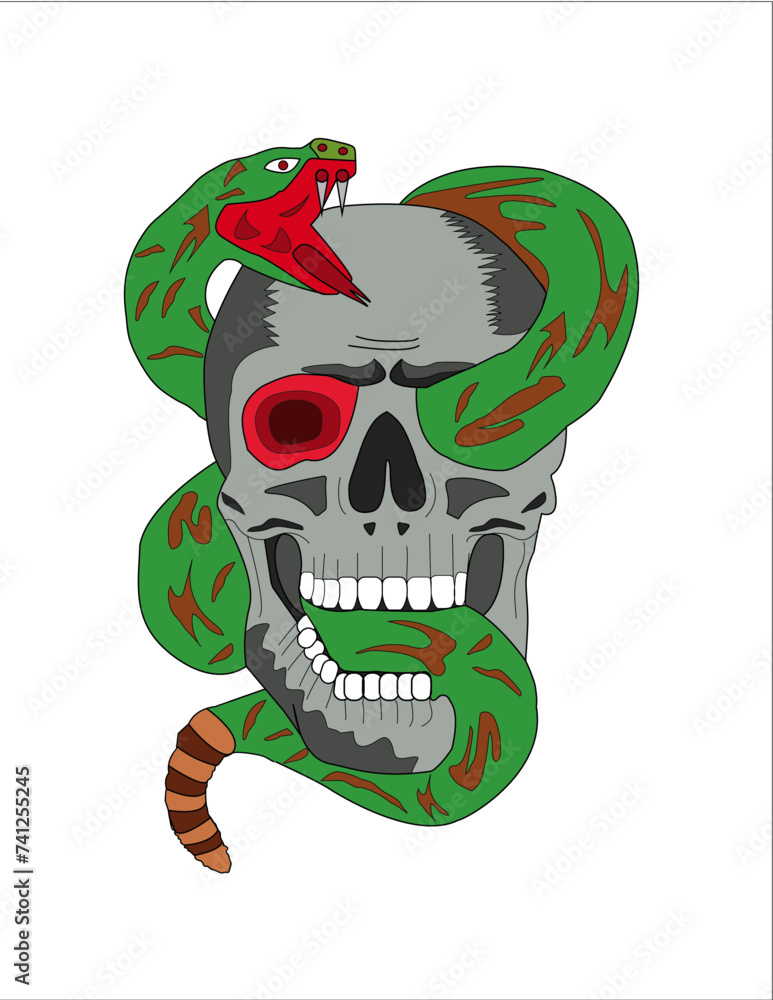 scary snake skull. i made this artwork using pen tool in adobe ...