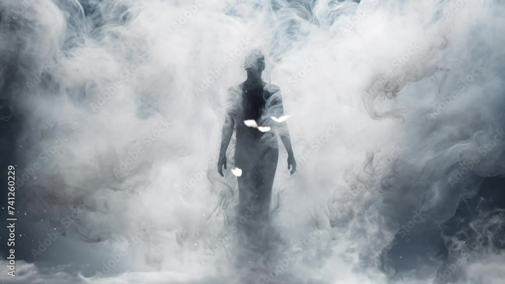 black smoky illustration on white background. illustration of man ...