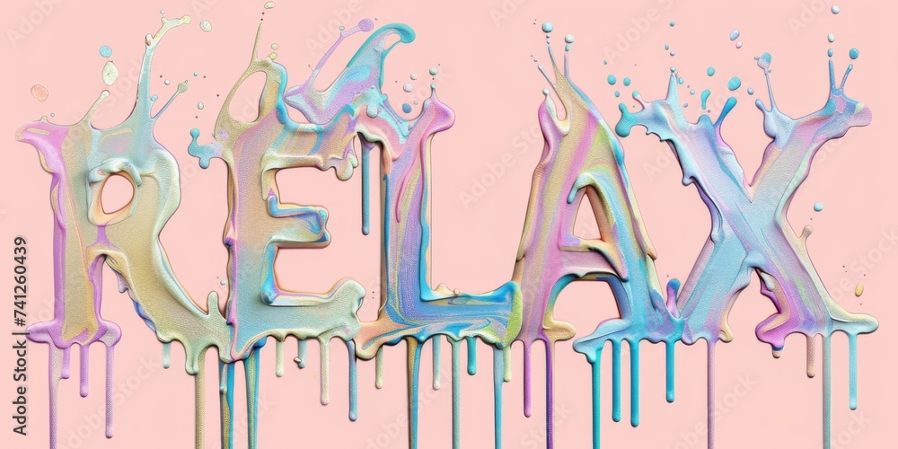 The paint flows out of the letters, transforming into streaks and drips ...