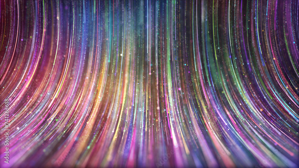 Colorful particle lines background, color particle light stripes fall ...