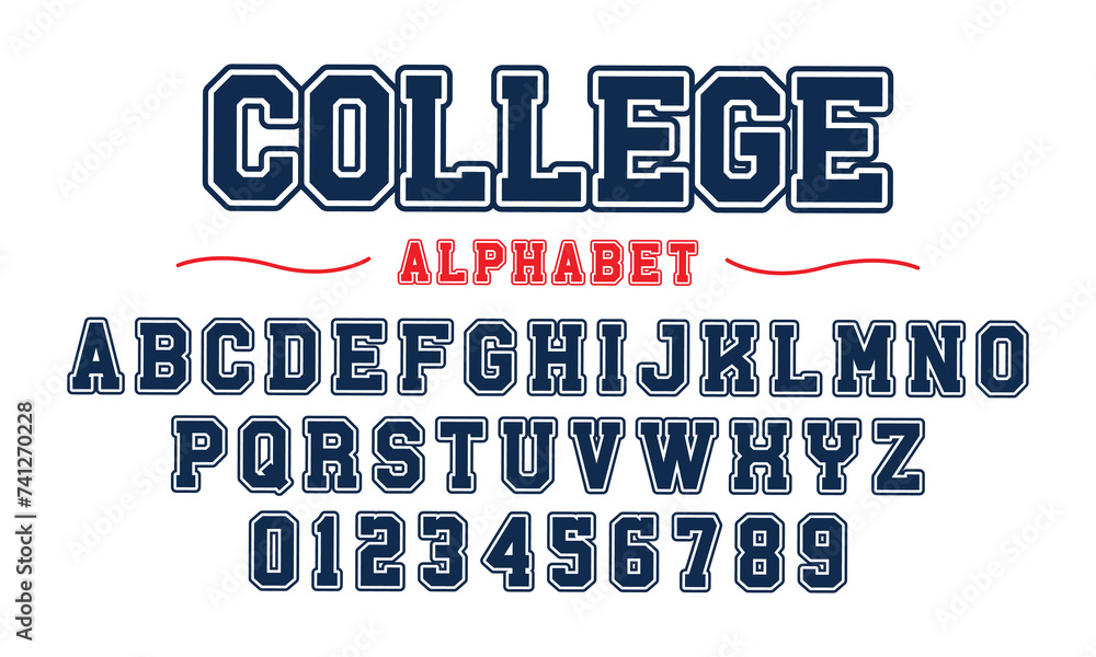 Editable typeface vector. College sport font in american style for ...