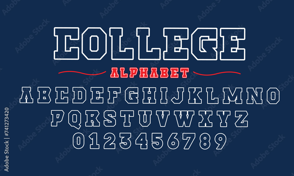 Editable typeface vector. College sport font in american style for ...