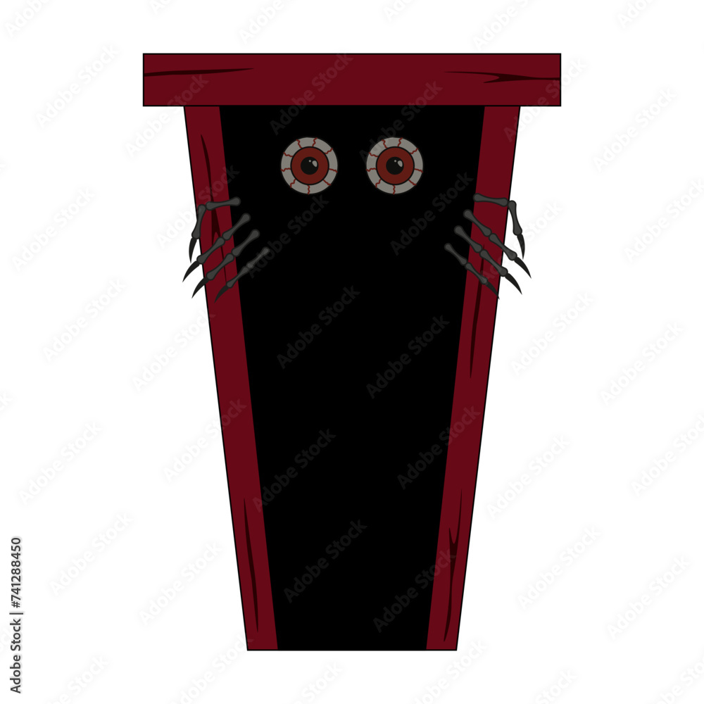Red scary Portal with Devil Eyes isolated on white background. Open Red ...