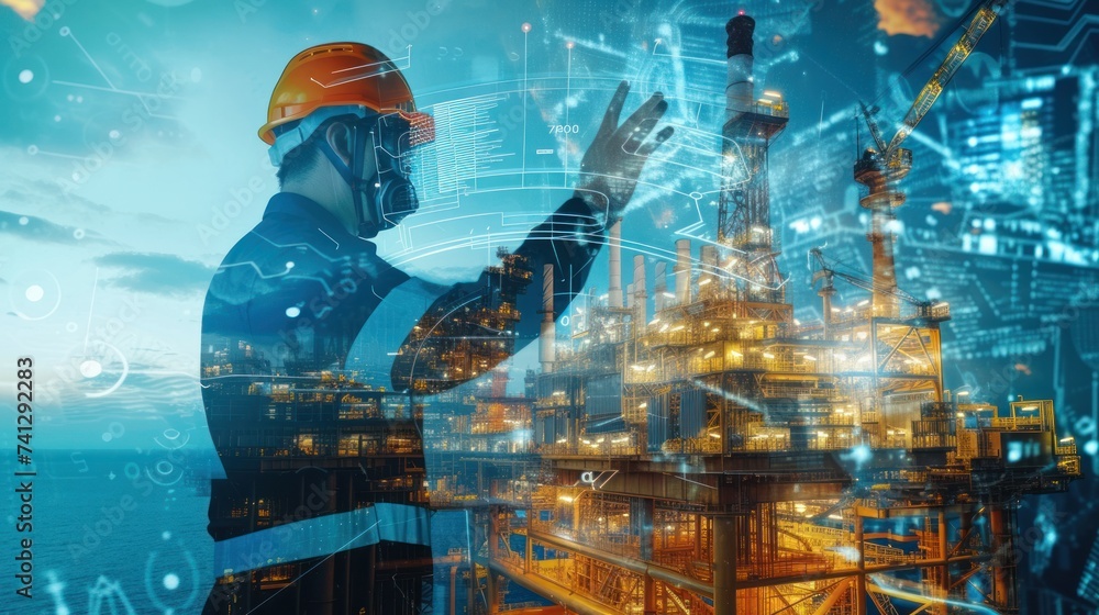 The engineer inspected the oil rig, fuel pipeline, and petrochemical ...