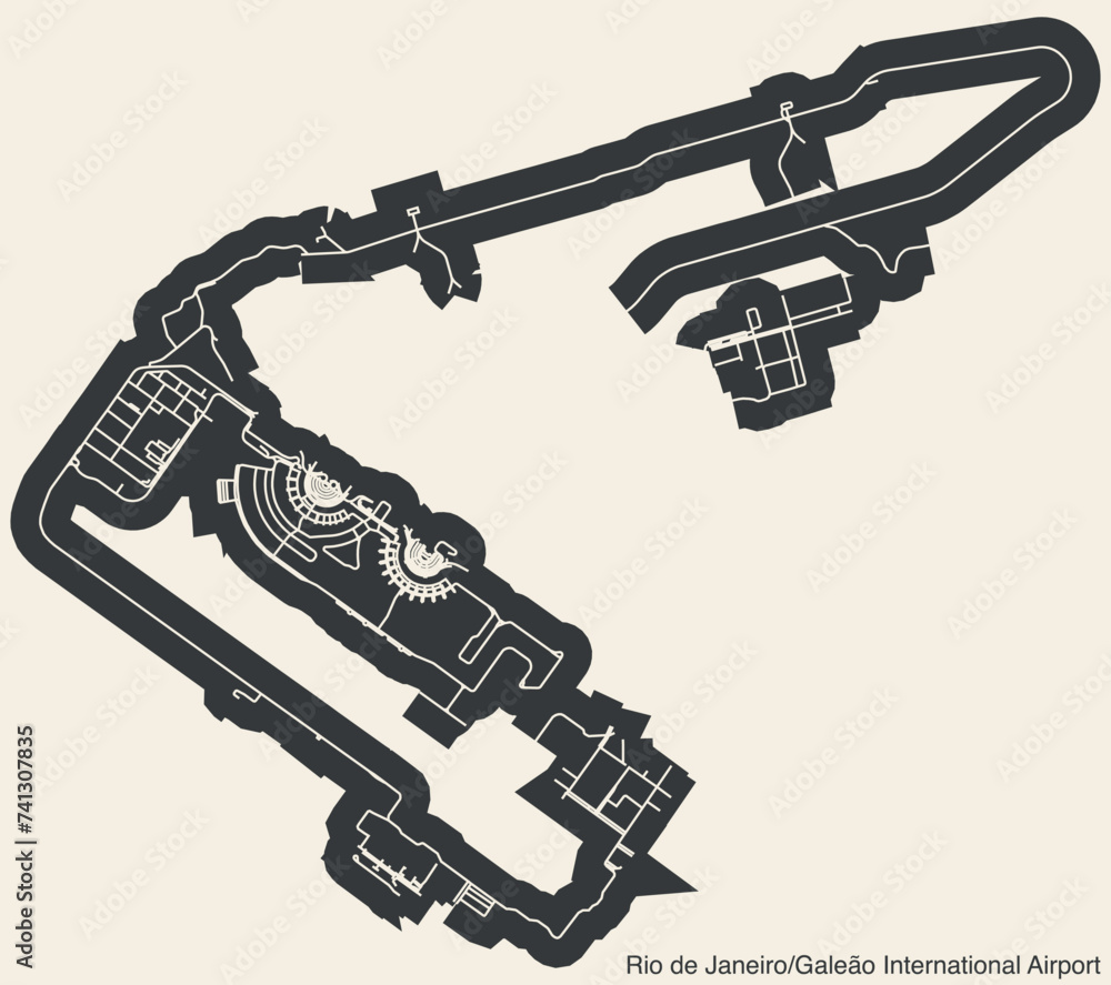High contrasted terminals layout diagram map with airfield road lines ...