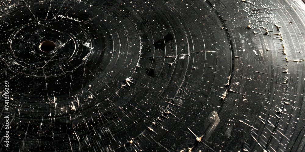 Retro vinyl record scratches texture overlay, depicting the history of ...