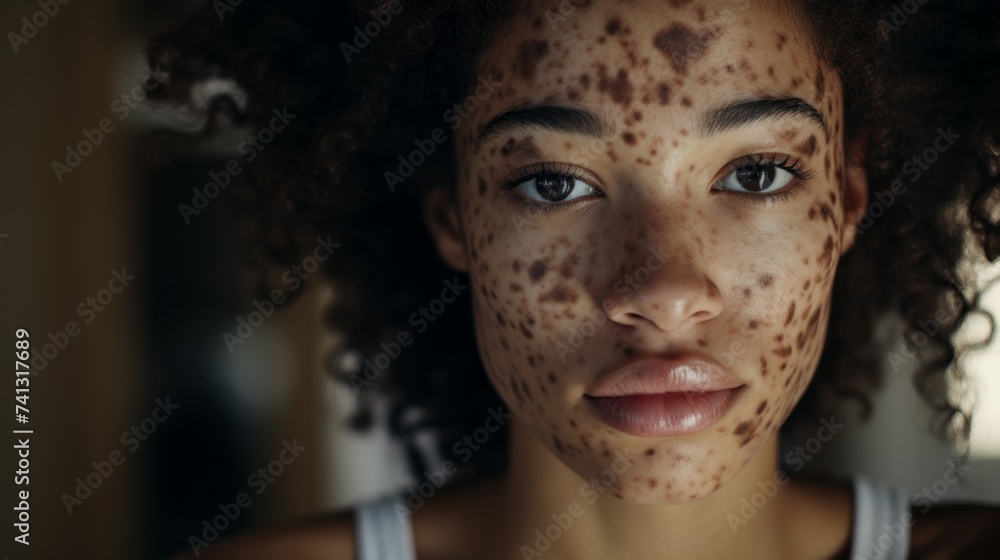 Close-up Portrait of a Beautiful African American Woman with birthmarks ...