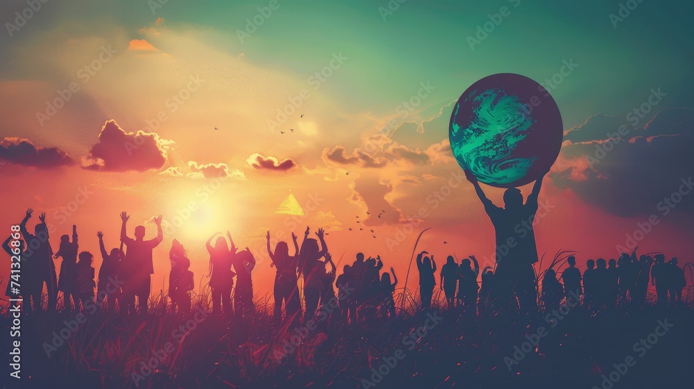 Global Environmental Movements - Silhouettes of people holding the ...