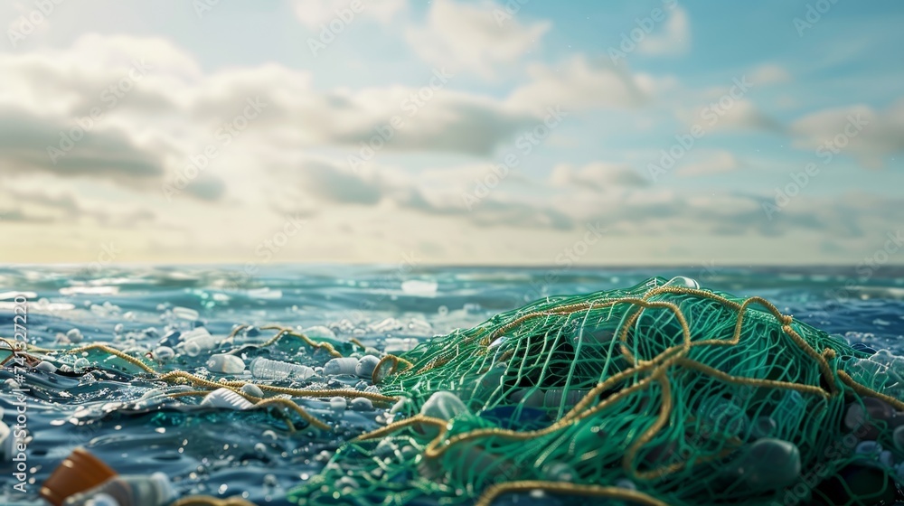 Ocean Plastic Cleanup - A net full of collected plastic from the ocean ...