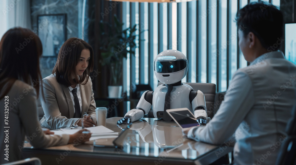 Artificial Intelligence in Modern Workplace, Humanoid Robot in Business ...