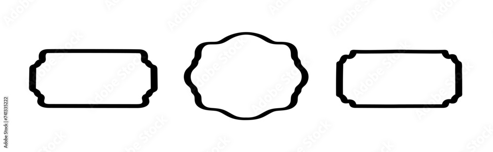 Doodle hand-drawn curve edge frames. Set of the vector text boxes ...