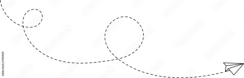 Paper plane with dotted line. Travel symbol. Origami paper airplane ...