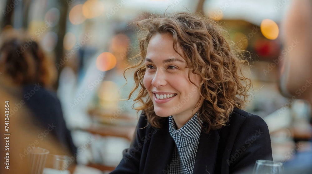 Joyful Woman Engaging in Pleasant Conversation, Social Interaction in a ...
