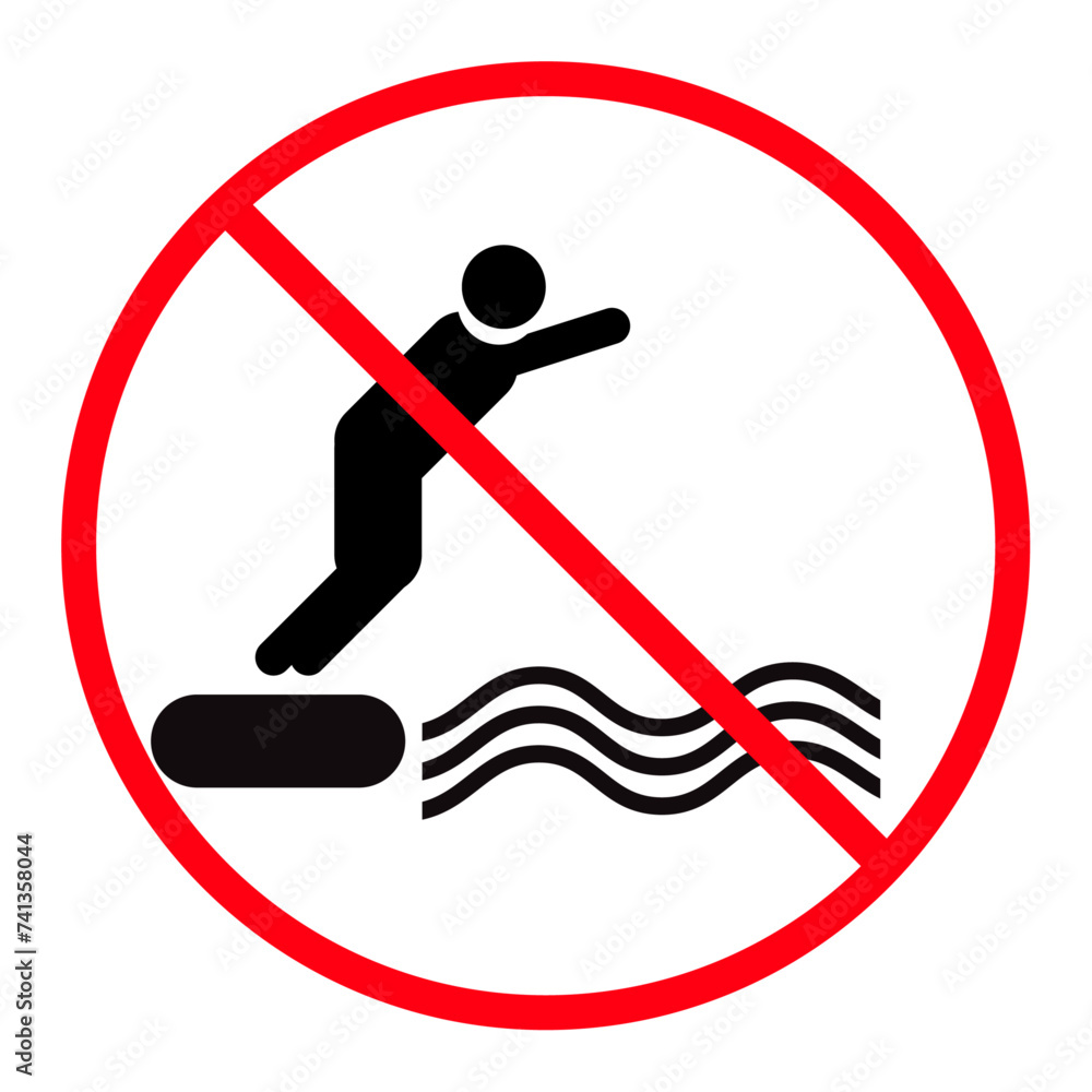 Vetor de Don't jump into the water. Dangerous dive. Sign danger on ...