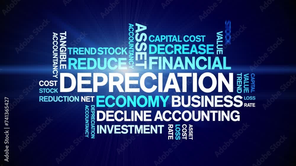 Depreciation animated word cloud;text design animation tag kinetic ...