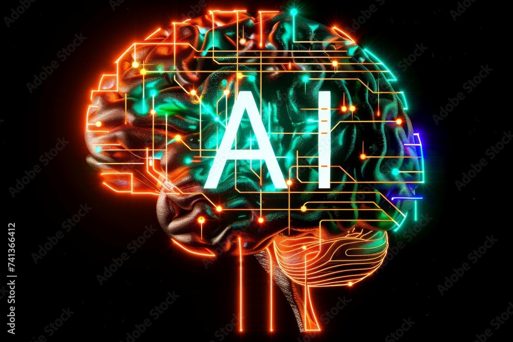 Ilustração do Stock: AI Brain Chip digitalization. Artificial ...