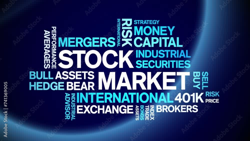 Stock Market animated word cloud;text design animation tag kinetic ...