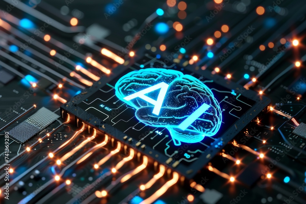 AI Brain Chip theta waves. Artificial Intelligence awareness mind ...