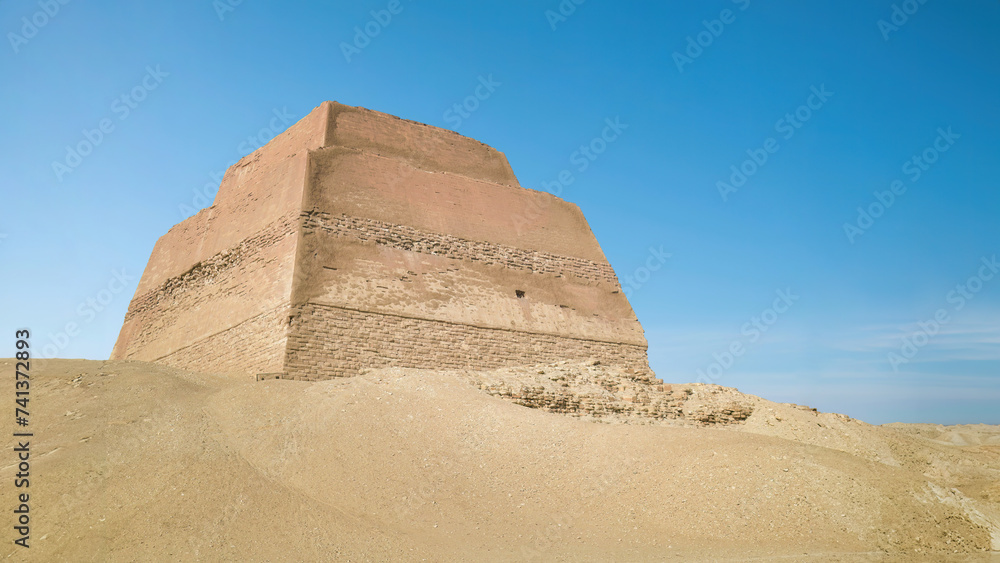 The pyramid of Meidum, Egypt is located around 72 kilometres south of ...