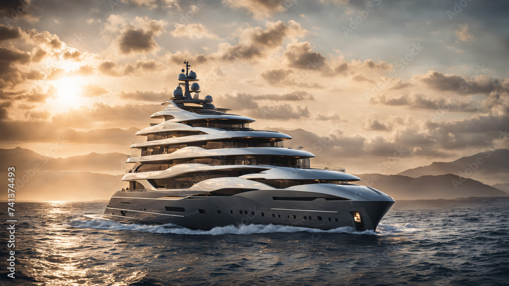 Super Yacht Open Sea Cruise Luxury Mega Yacht Stock Photo | Adobe Stock