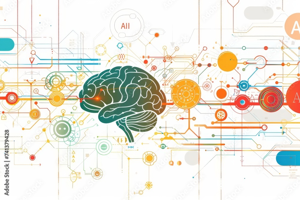 AI Brain Chip iot. Artificial Intelligence network science mind ...