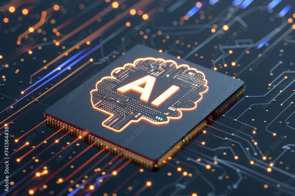 AI Brain Chip ct. Artificial Intelligence information system mind usb interface axon ...