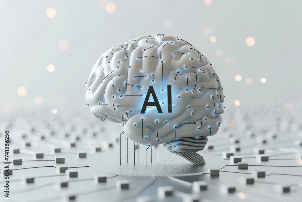 AI Brain Chip ct urography. Artificial Intelligence motor control mind ...