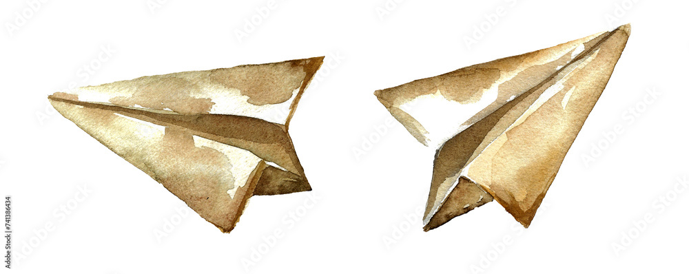 Spring activities for children. Set of two toy origami paper airplanes ...