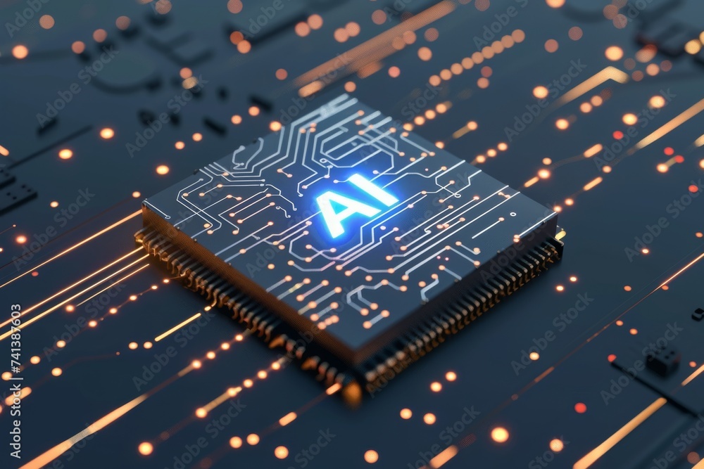 AI Brain Chip parieto occipital sulcus. Artificial Intelligence excimer ...