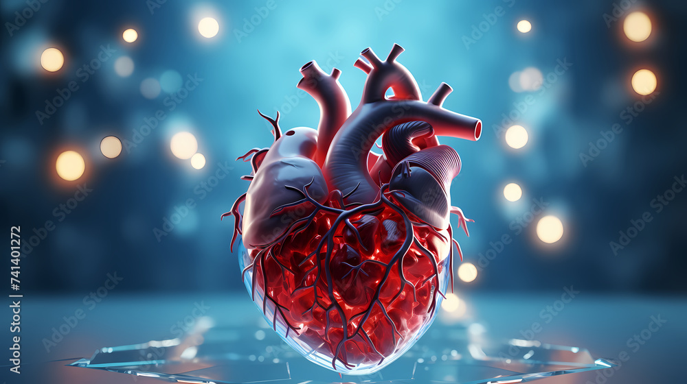 Human heart on medical background, 3d rendering Stock Illustration ...