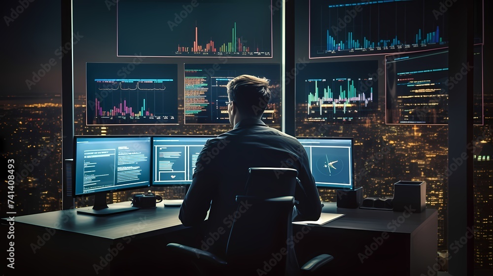 A trader closely monitoring stock prices and market movements on a ...