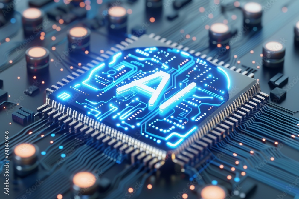 AI Brain Chip axon pathfinding. Artificial Intelligence microprocessors ...