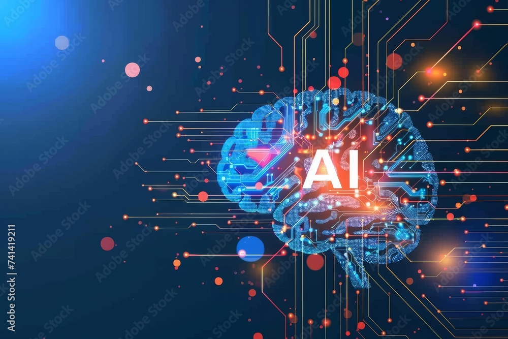 AI Brain Chip automated ct analysis. Artificial Intelligence grid cell ...