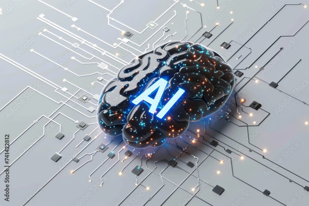 AI Brain Chip electroceuticals. Artificial Intelligence neurotechnology ...