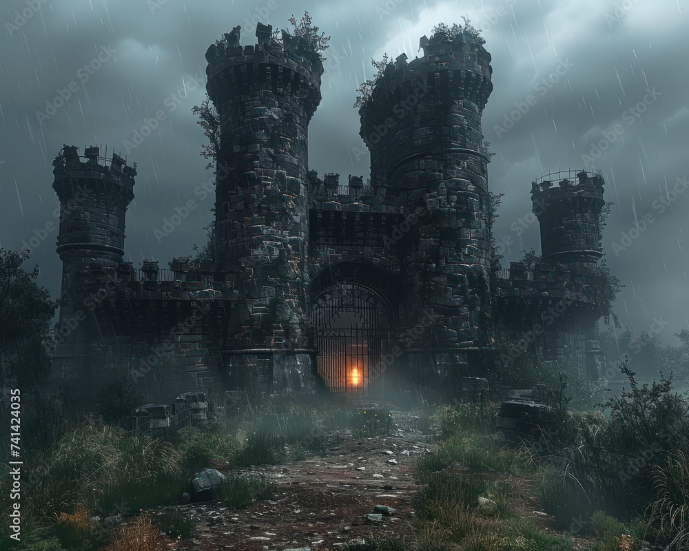 Abandoned castle dragon s lair dusk cinematic drama stormy grey ...