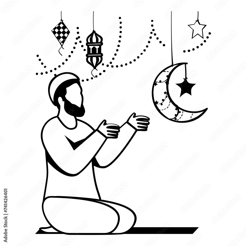 Raising hands in supplication or invocation Vector Design, Eid al-Adha ...