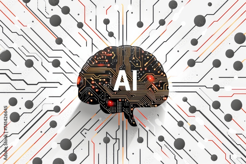AI Brain Chip cache line. Artificial Intelligence data processing scalability mind wafer ...