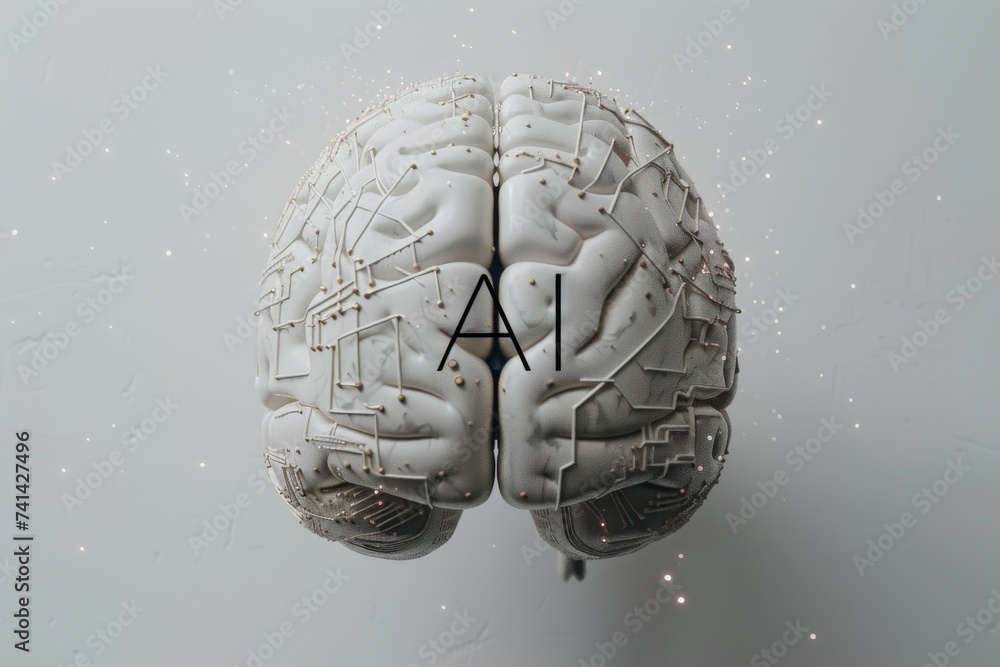 AI Brain Chip mind. Artificial Intelligence auditory cortex human ui ...