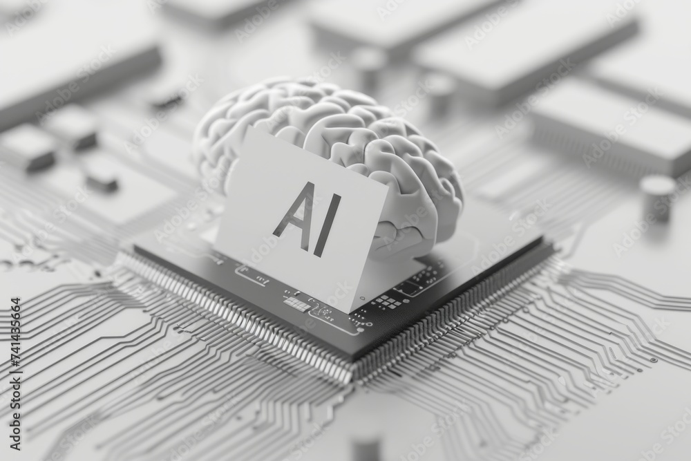 AI Brain Chip filtering. Artificial Intelligence longitudinal axon ...