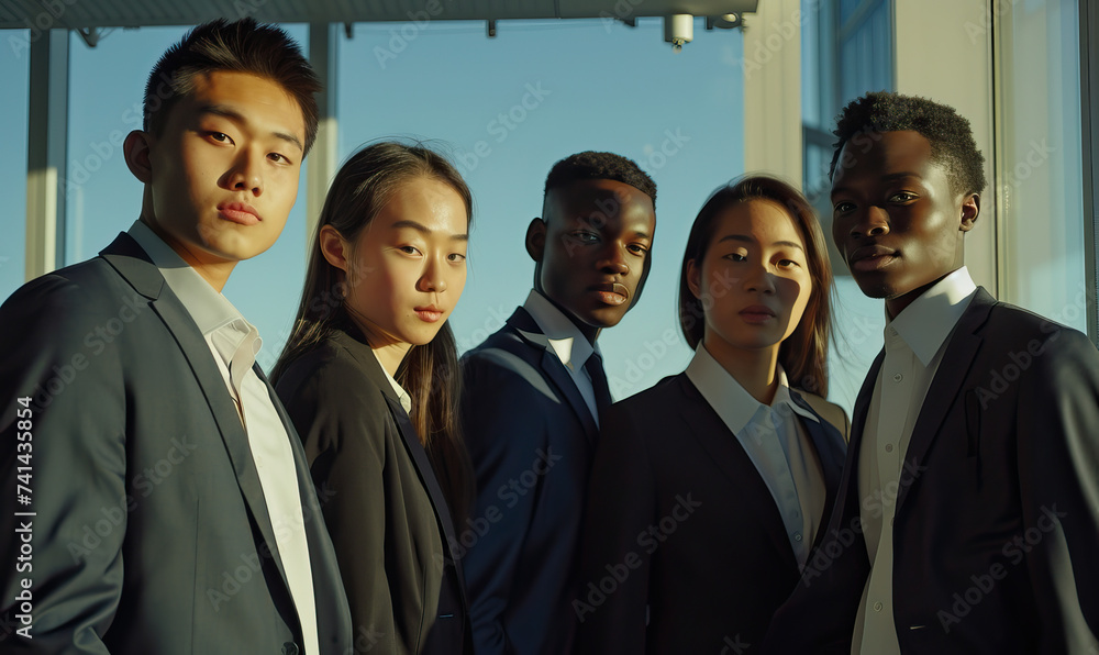 Diverse group of young business interns on their first day starting a ...