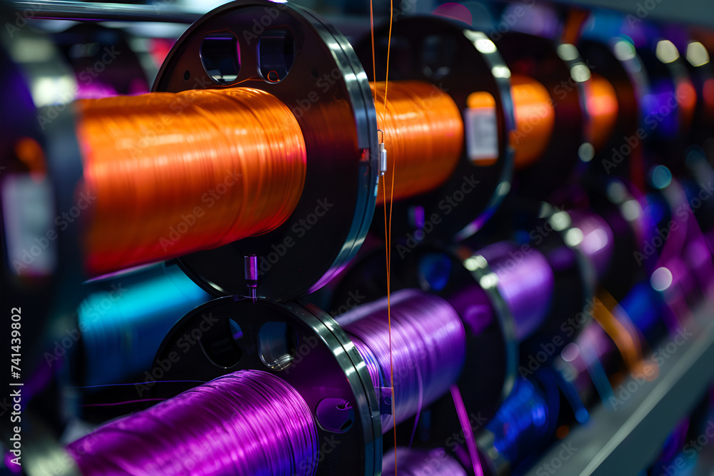 Industrial filament rolls for 3D printing, vivid colors in ...