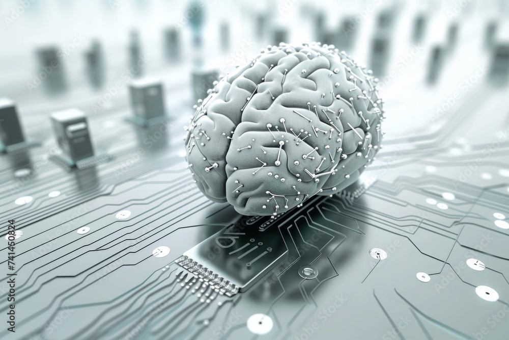 AI Brain Chip cognitive interface. Artificial Intelligence visual ...