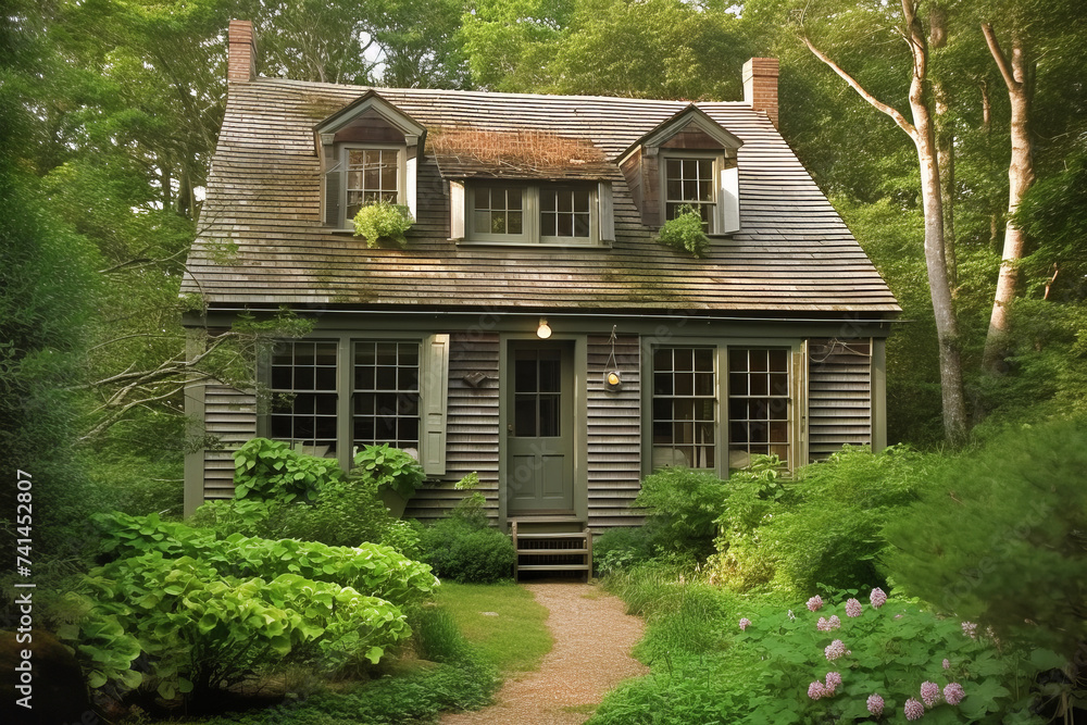Small village wooden house. Traditional cottage house architecture in ...