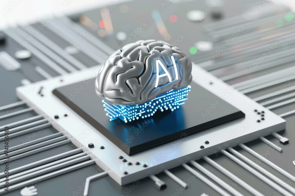 AI Brain Chip hkmg. Artificial Intelligence medical technology mind ...