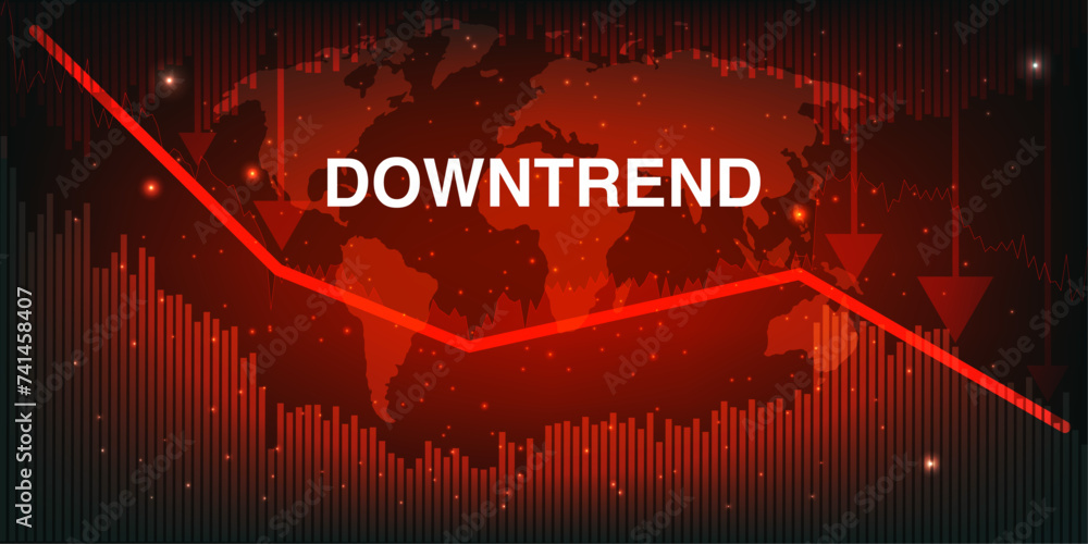 Downtrend global stock market candle stick bar chart falling down ...