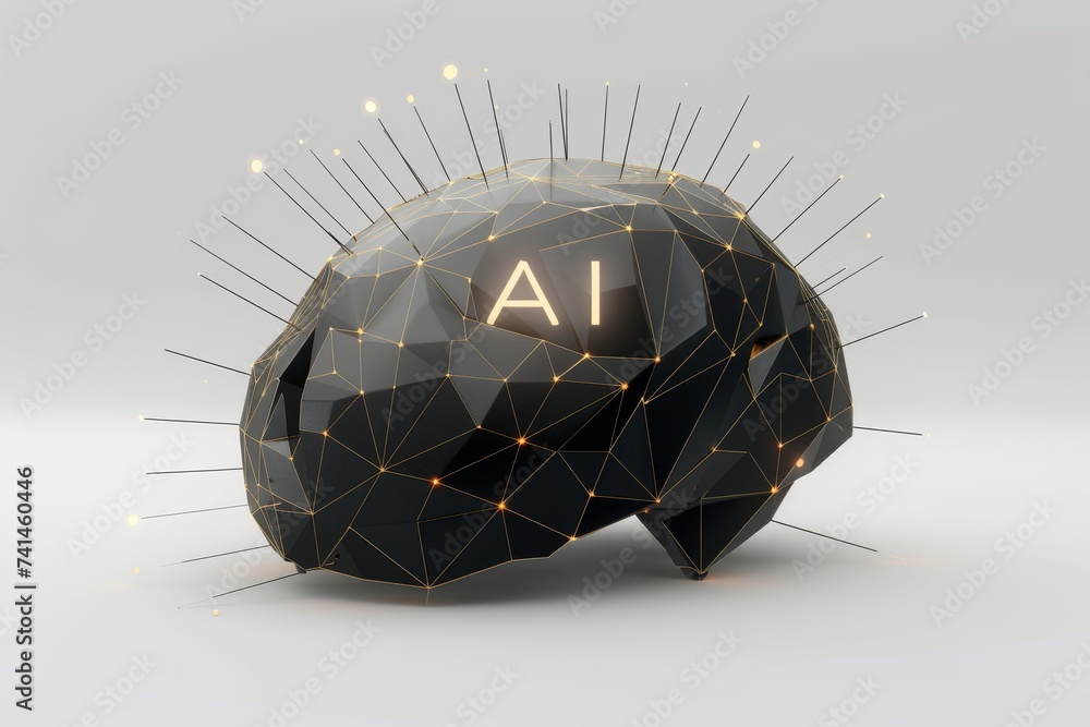 AI Brain Chip imagination. Artificial Intelligence corpus callosum mind ...